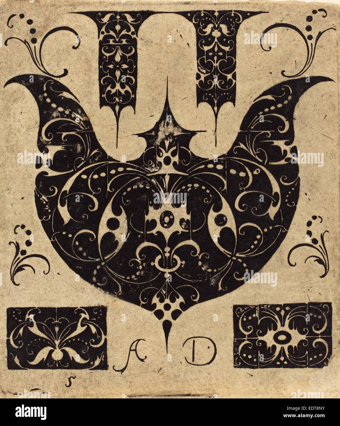Master AD (German, active late 16th century), Ornament, engraving Stock ...