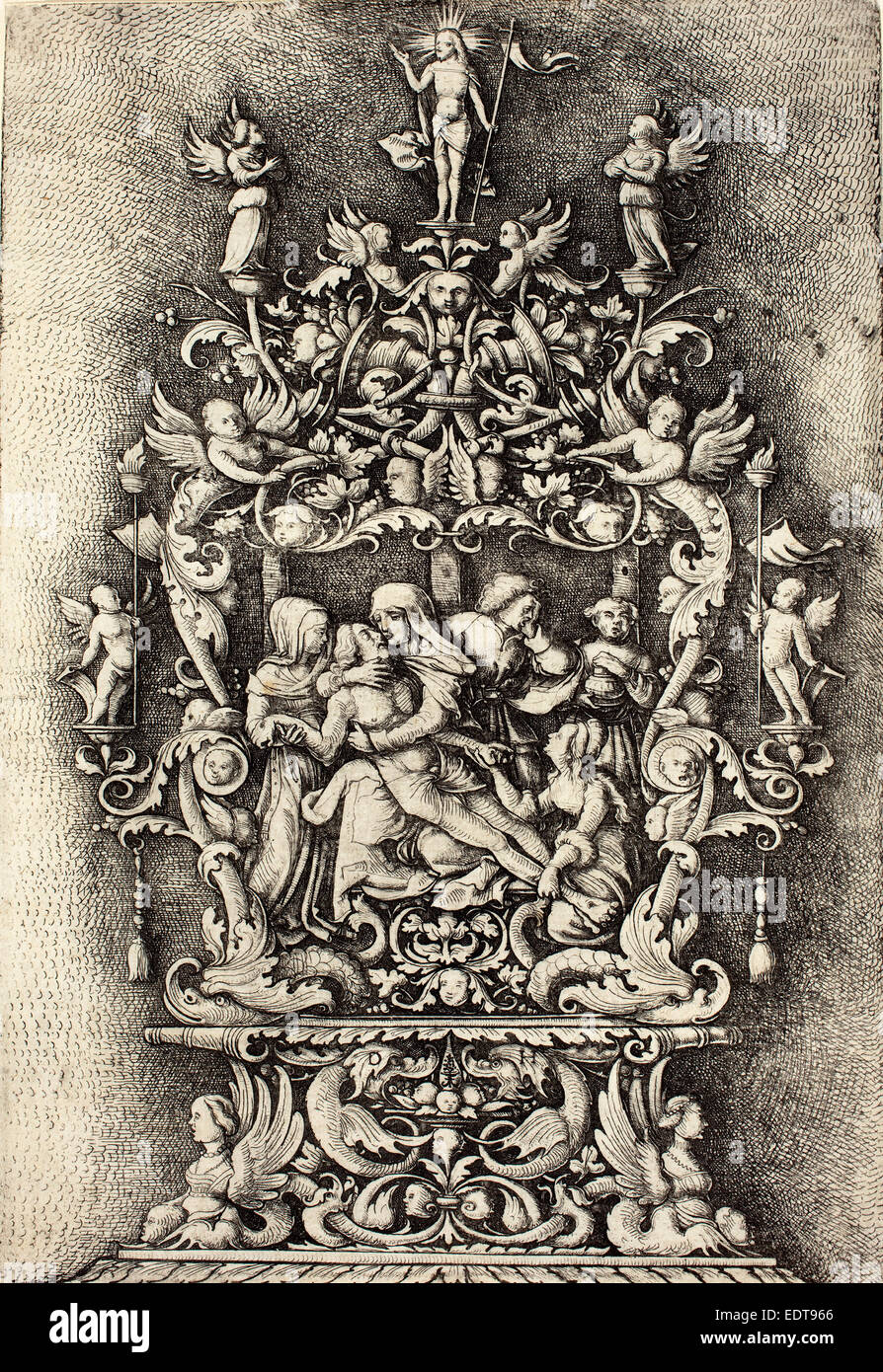 Daniel Hopfer I (German, c. 1470 - 1536), Reliquary with Pietà, etching ...