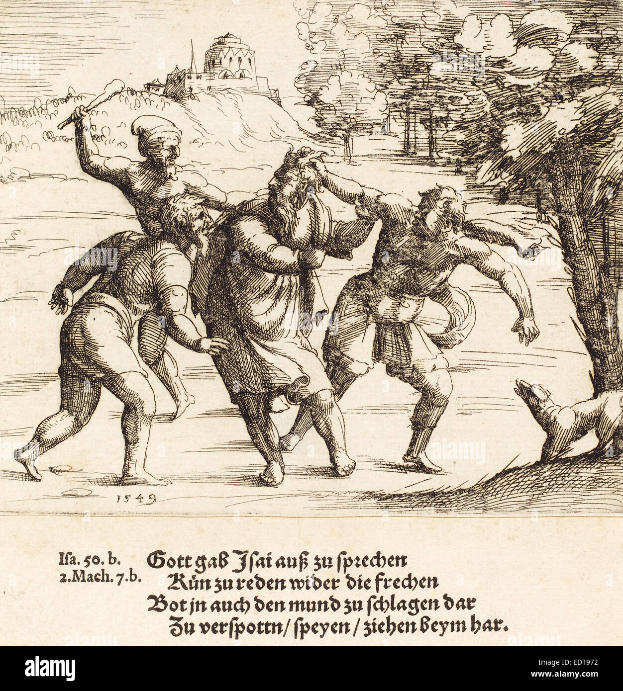 Augustin Hirschvogel (German, 1503 - 1553), Isaiah Accepts Mockery ...