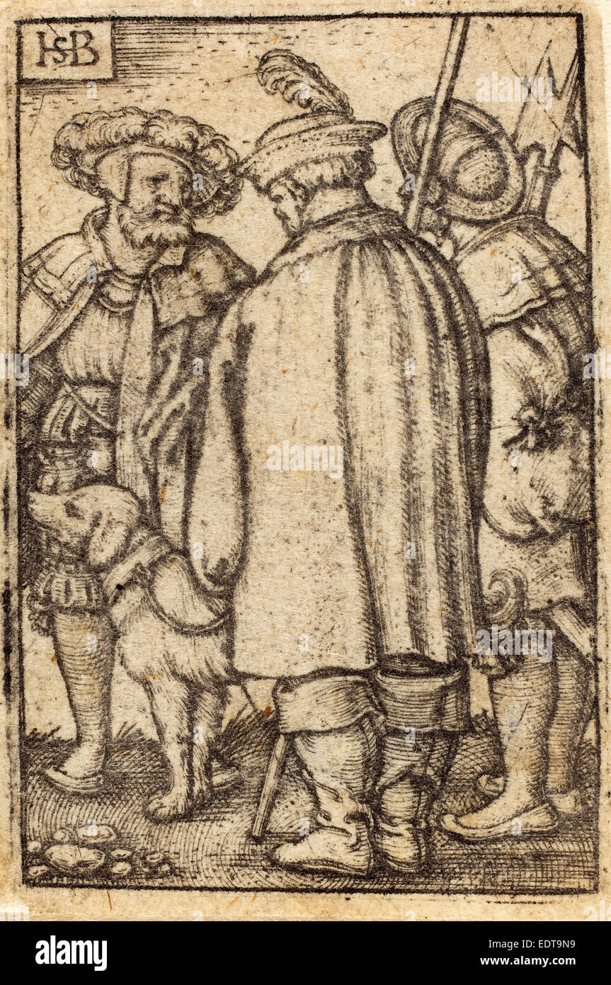 Sebald Beham (German, 1500 - 1550), Three Soldiers and a Dog, engraving ...