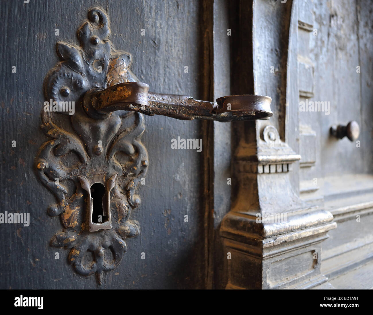 Old metal door-handle Stock Photo - Alamy