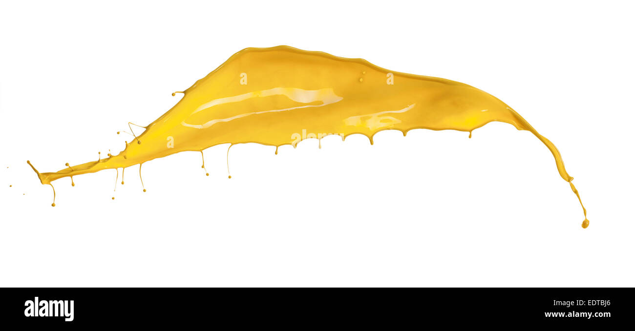 splashes of yellow paint isolated on white background Stock Photo - Alamy