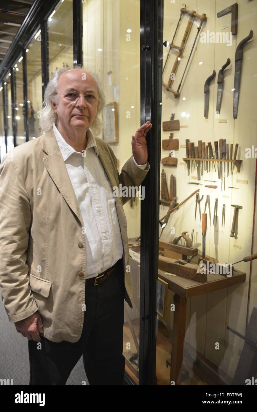 Author Philip Pullman with traditional woodworking tools at the Pitt ...