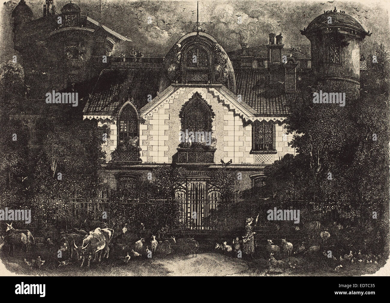 Rodolphe Bresdin (French, 1822 - 1885), The Haunted House, 1871 ...