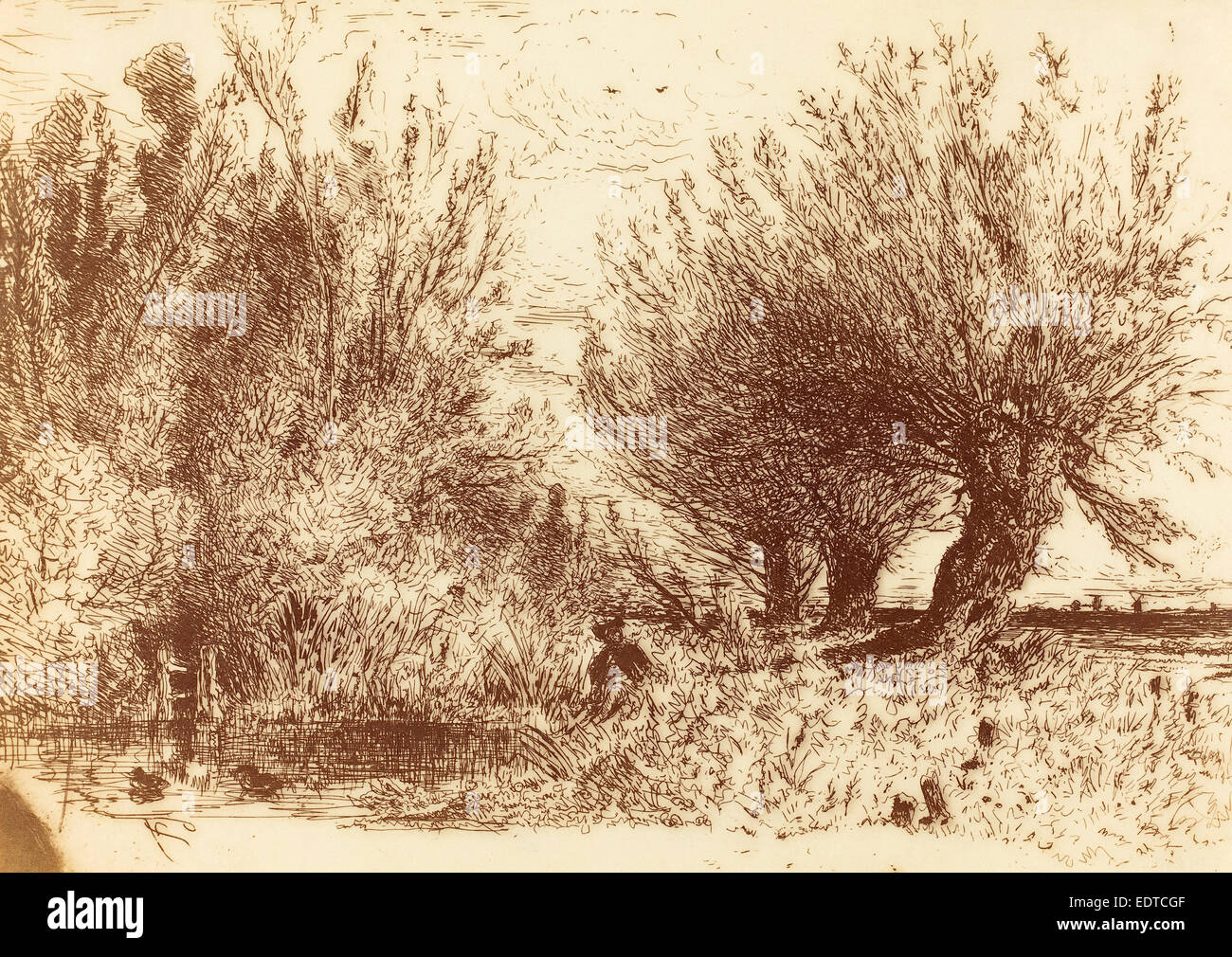 Paul Huet (French, 1803 - 1869), Banks of a River (Bords de Riviere), c ...