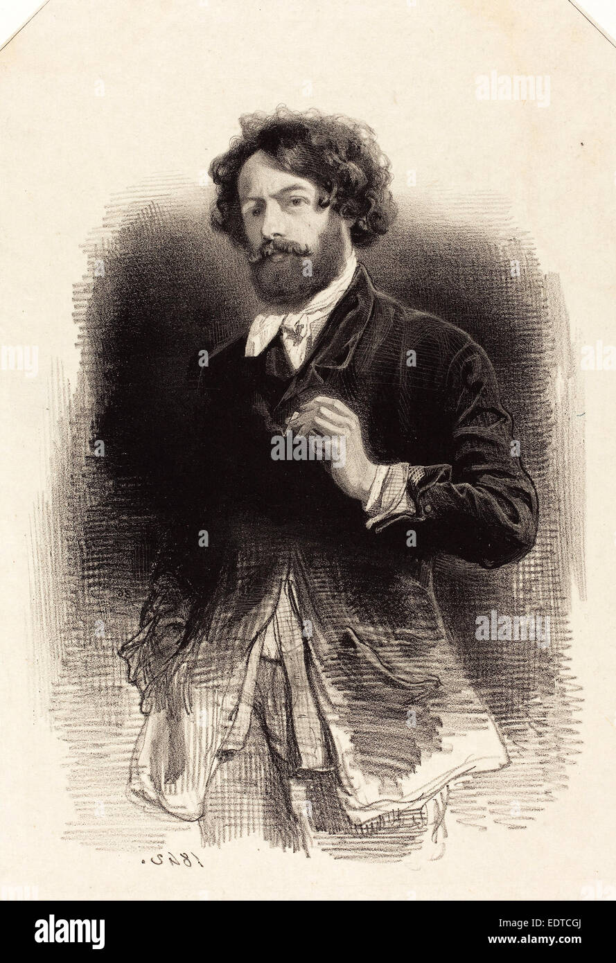 Paul Gavarni (French, 1804 - 1866), Self-Portrait with a Cigarette ...