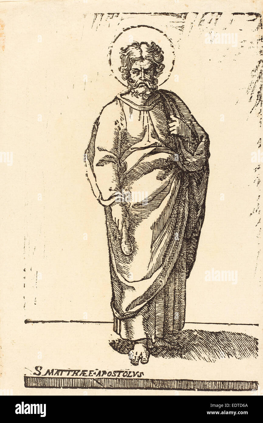 Jacques Stella (French, 1596 - 1657), Saint Matthew, woodcut Stock ...