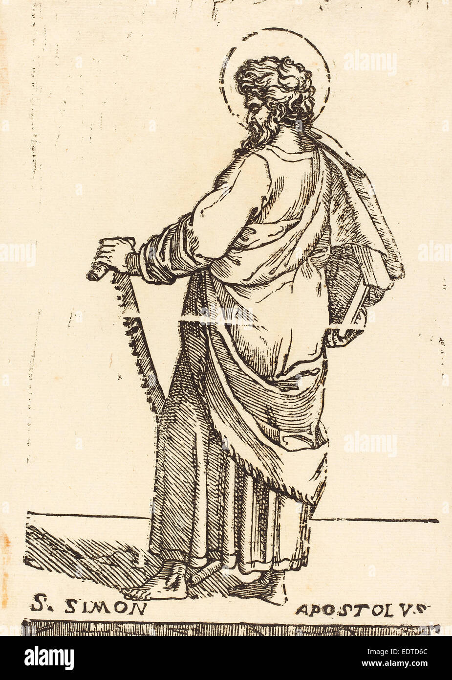 Jacques Stella (French, 1596 - 1657), Saint Simon, woodcut Stock Photo ...