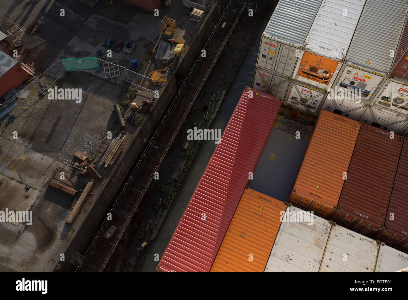 The Panama-registered container ship MSC Sandra, exits a lock at ...