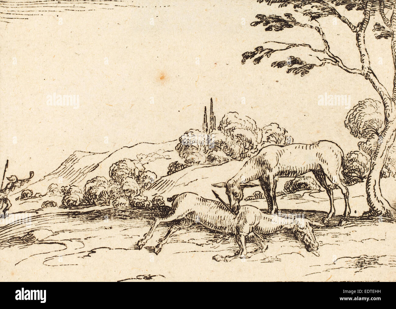 Jacques Callot (French, 1592 - 1635), Doe Mourning her Foal, etching ...