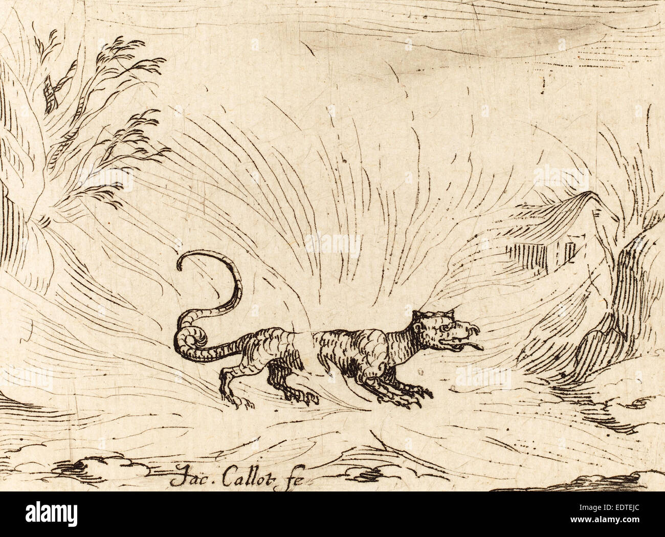 Jacques Callot (French, 1592 - 1635), Salamander Surrounded by Flames ...
