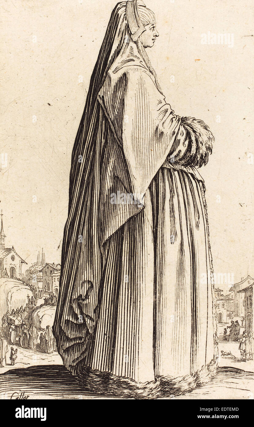 Jacques Callot (French, 1592 - 1635), Noble Woman Wearing a Veil and a ...