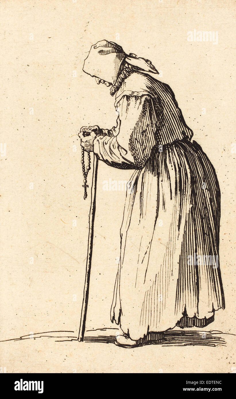 Jacques Callot (French, 1592 - 1635), Beggar Woman with Rosary, c. 1622 ...