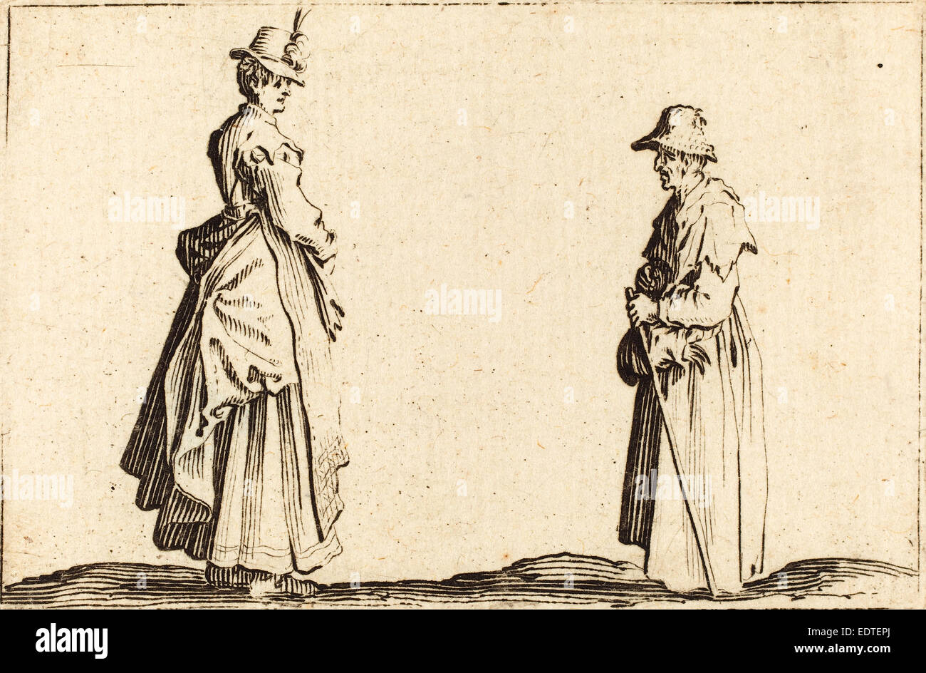 Jacques Callot (French, 1592 - 1635), Two Women in Profile, c. 1622 ...