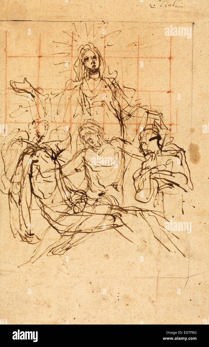 il Cigoli (Italian, 1559 - 1613), The Pietà, brown ink on laid paper ...