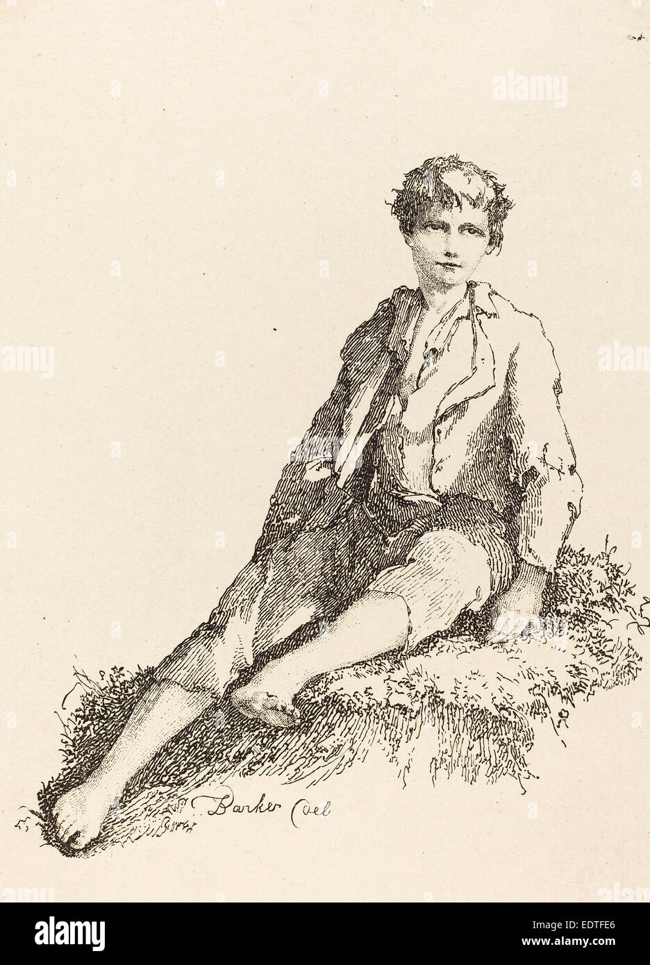 Thomas Barker (British, 1769 - 1847), Young Boy Seated, 1803, pen-and ...