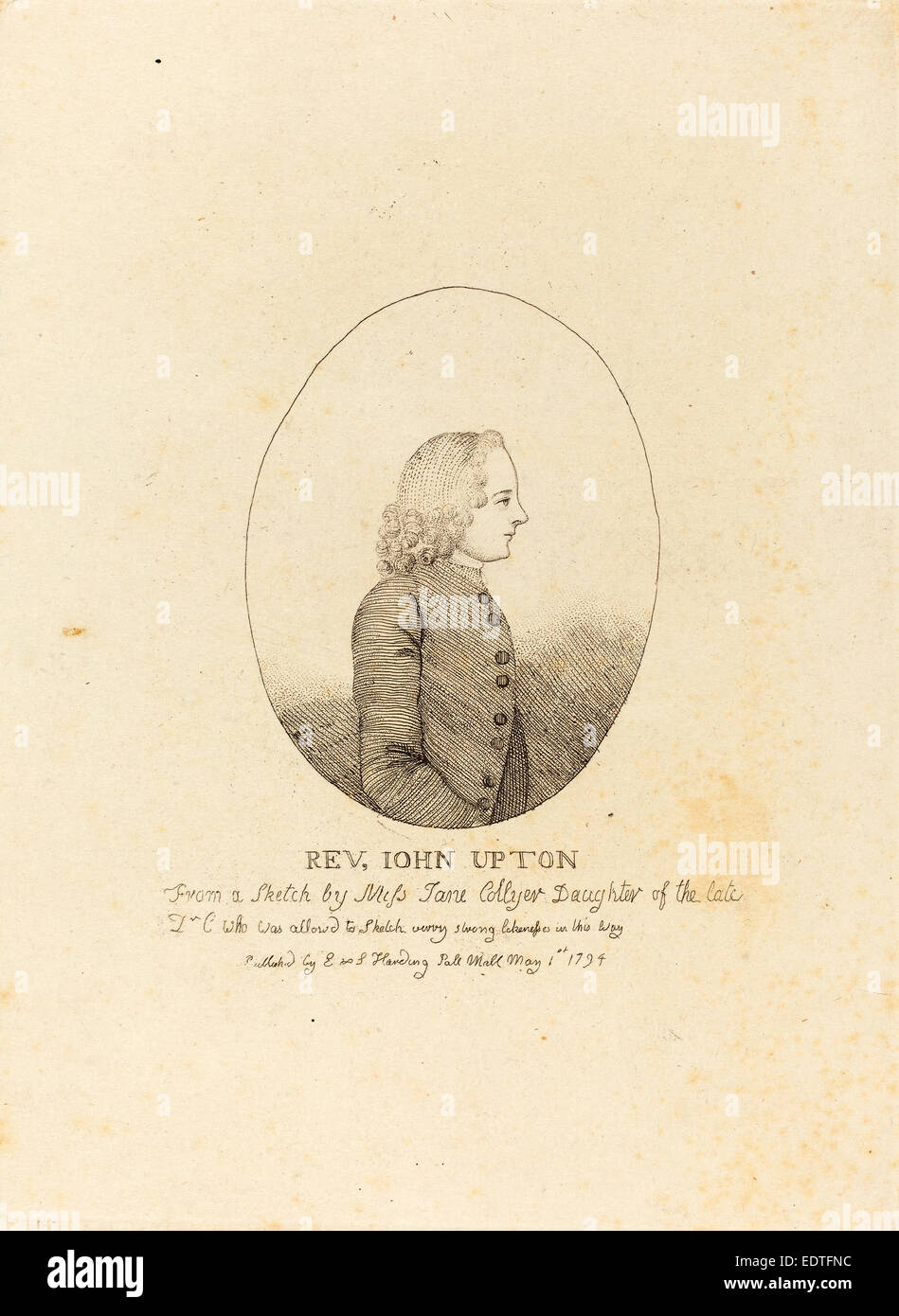 after Jane Collyer, Reverend John Upton, published 1794, etching with ...