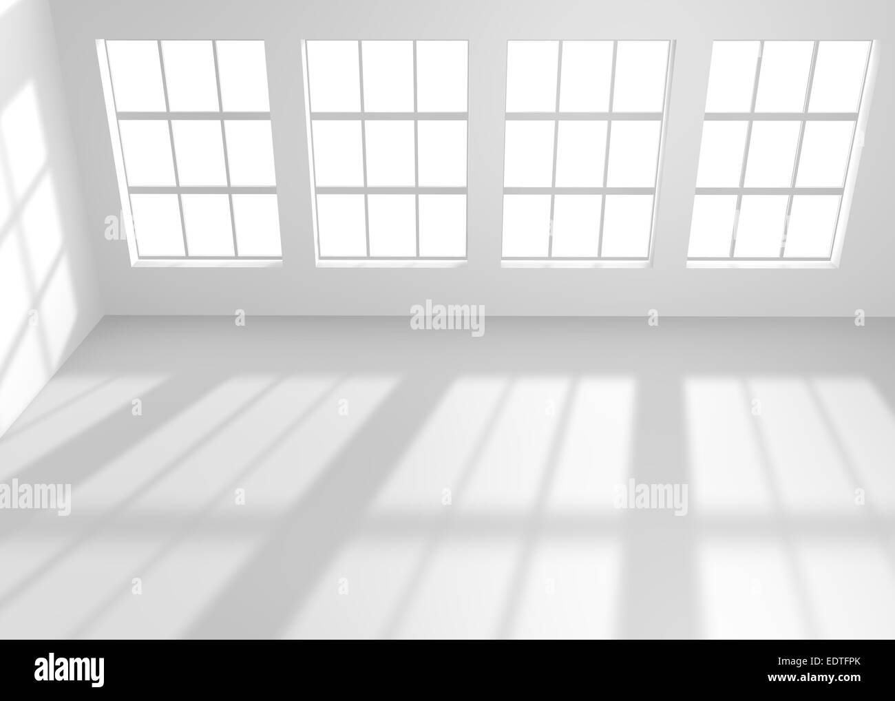 Light shining through the windows in white empty room Stock Photo - Alamy