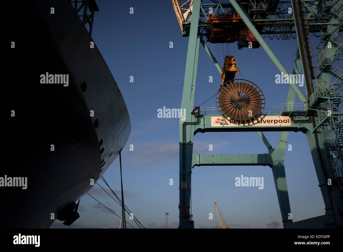 The Panama-registered container ship MSC Sandra, at berth in Seaforth ...
