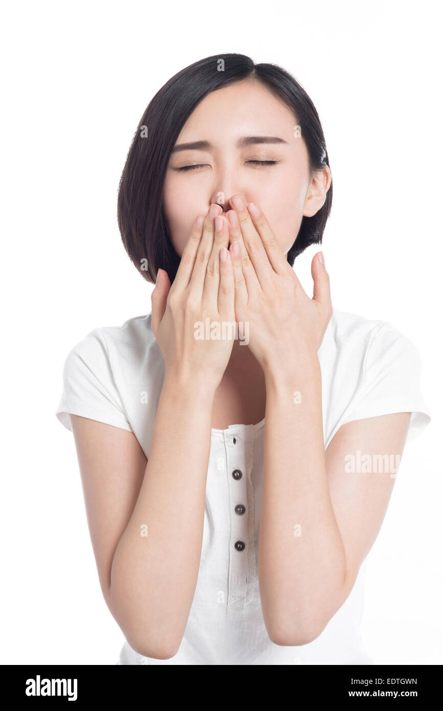 chinese woman facial expressions, white background Stock Photo - Alamy
