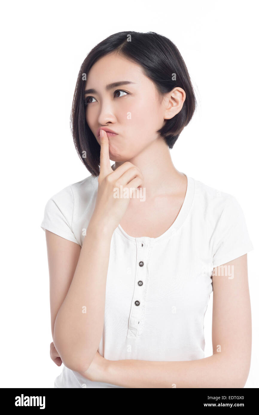 chinese woman facial expressions, white background Stock Photo - Alamy