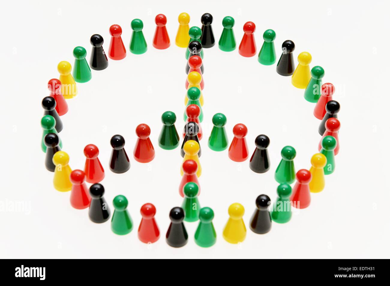 Figures form a peace symbol, Germany, city of Osterode, 9. January 2015 ...