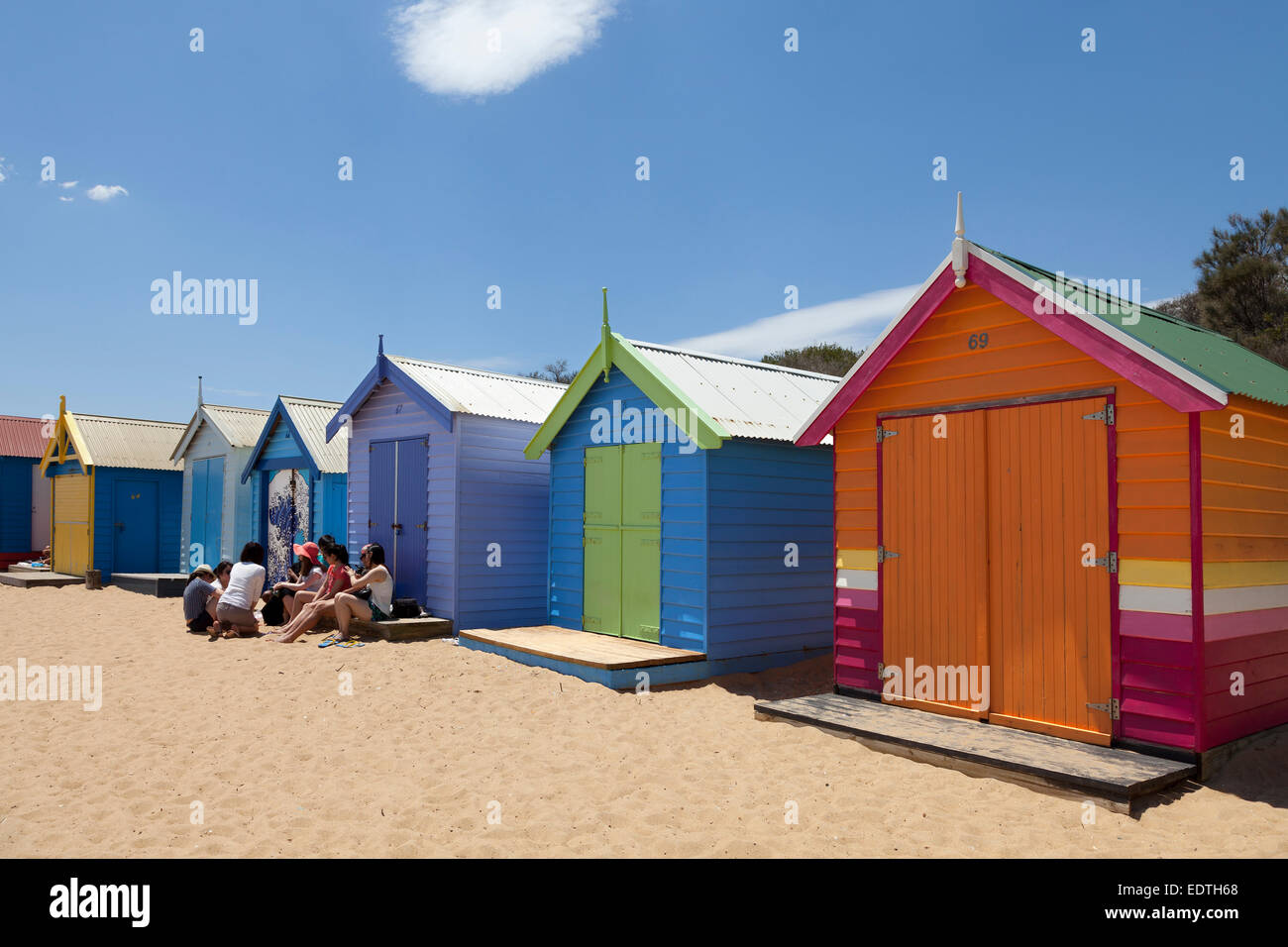 Painted Beach huts in Melbourne Brighton Beach, Australia Stock Photo ...