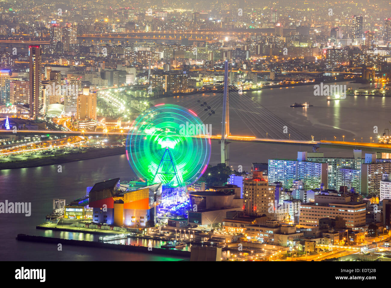 Osaka skyline building at night, Japan Stock Photo - Alamy