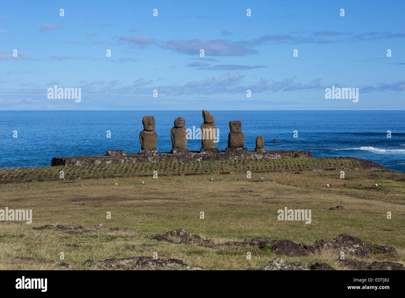 Moai Statues on Easter Island Stock Photo - Alamy