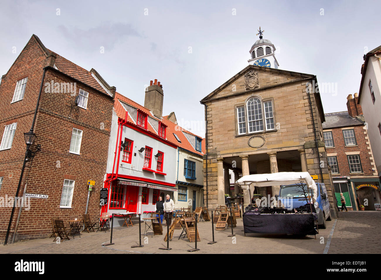 UK, England, Yorkshire, Whitby, Town Hall and New Market Place Stock ...