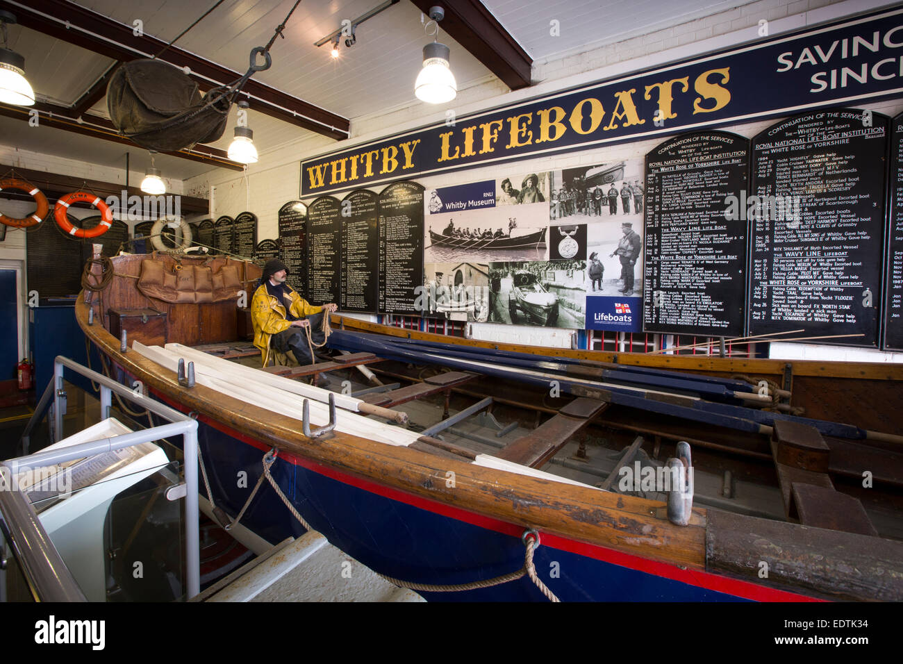 UK, England, Yorkshire, Whitby, old Lifeboat Station, museum display ...