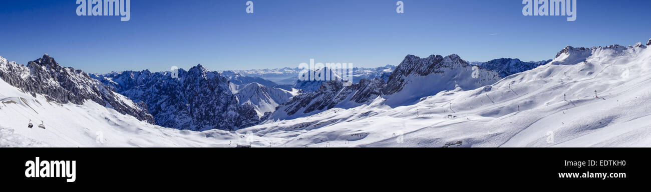 View from the Zugspitze, Germany s highest mountain of the Alps Stock ...