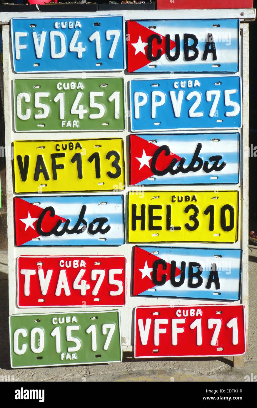 Vehicle plates in Varadero, Cuba Stock Photo - Alamy