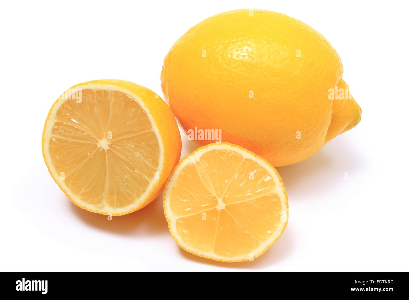 Whole and half of fresh lemons on white background, citrus, concept for ...