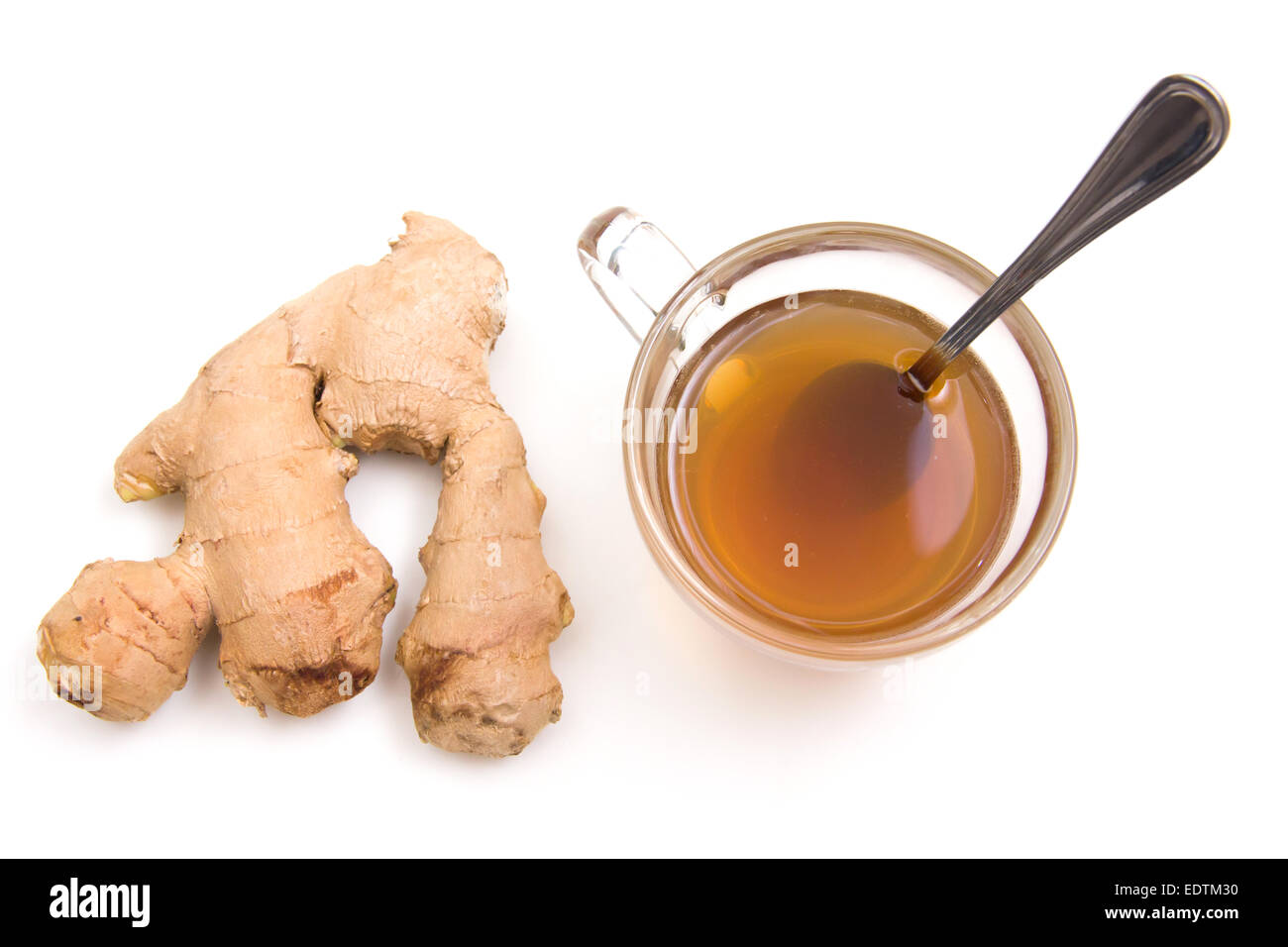 Tea with ginger on a white background seen from above Stock Photo - Alamy