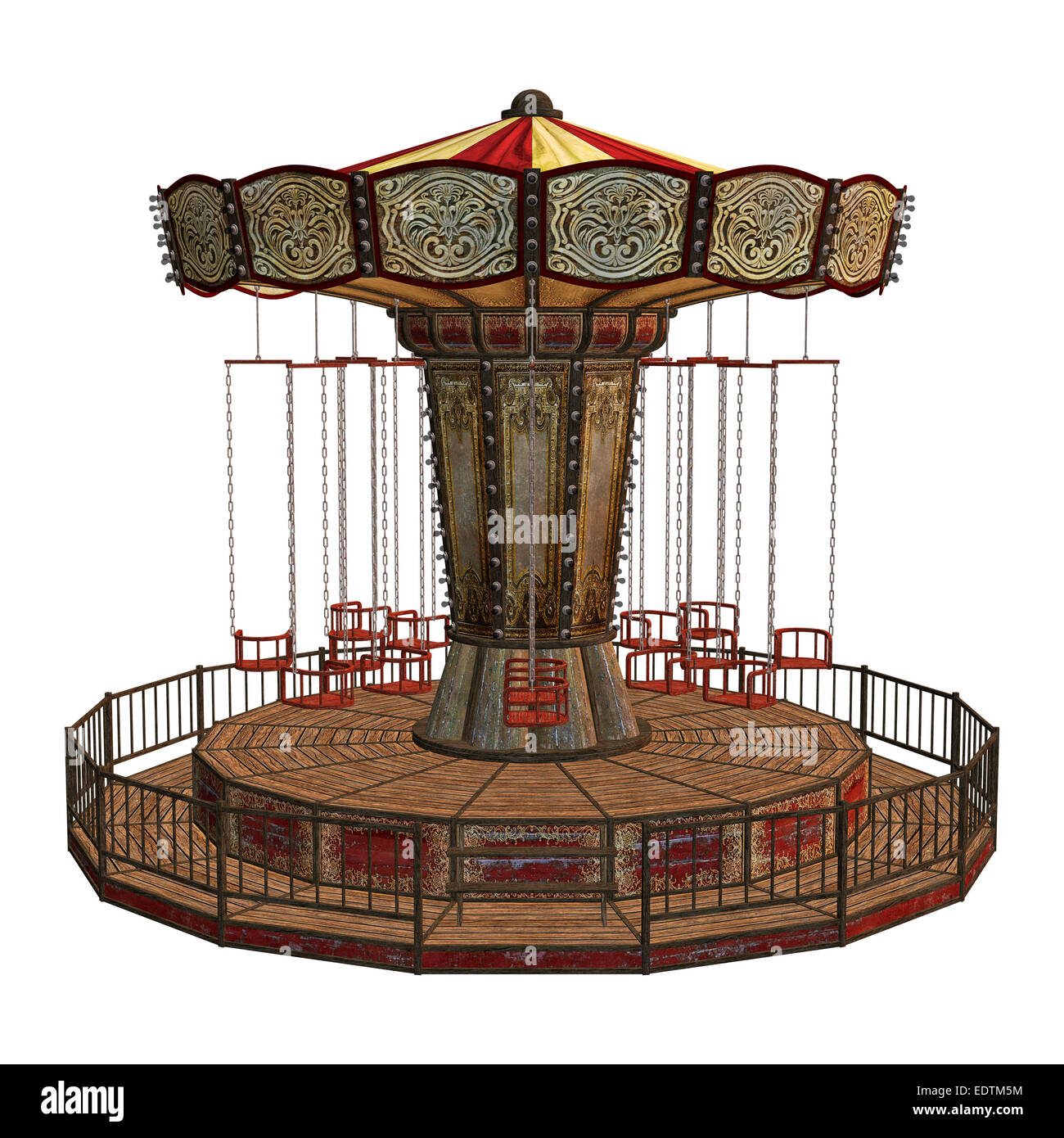 3D digital render of a vintage carousel isolated on white background ...