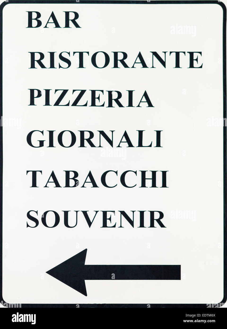 Metal sign with directions and instructions in Italian Stock Photo - Alamy