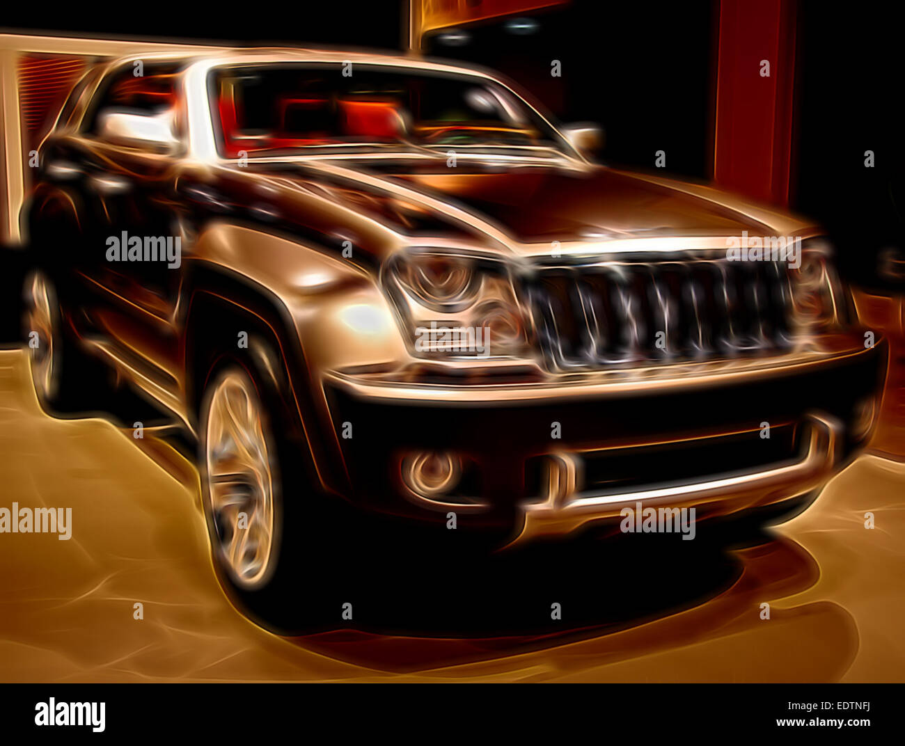 Modern SUV glow light effect rendering Stock Photo - Alamy