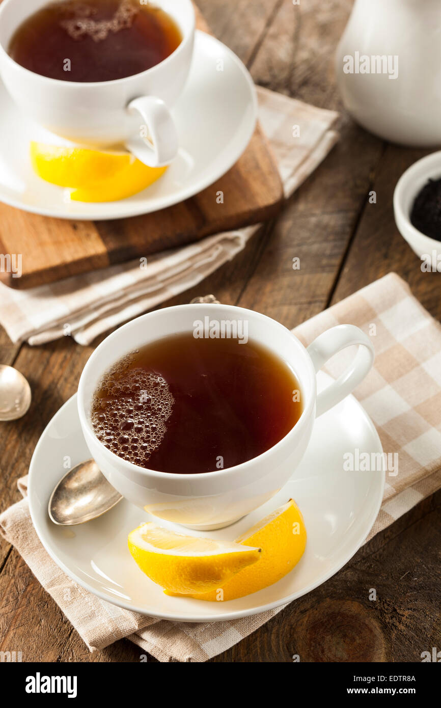 Hot Organic Black Tea with Fresh Lemon Stock Photo - Alamy