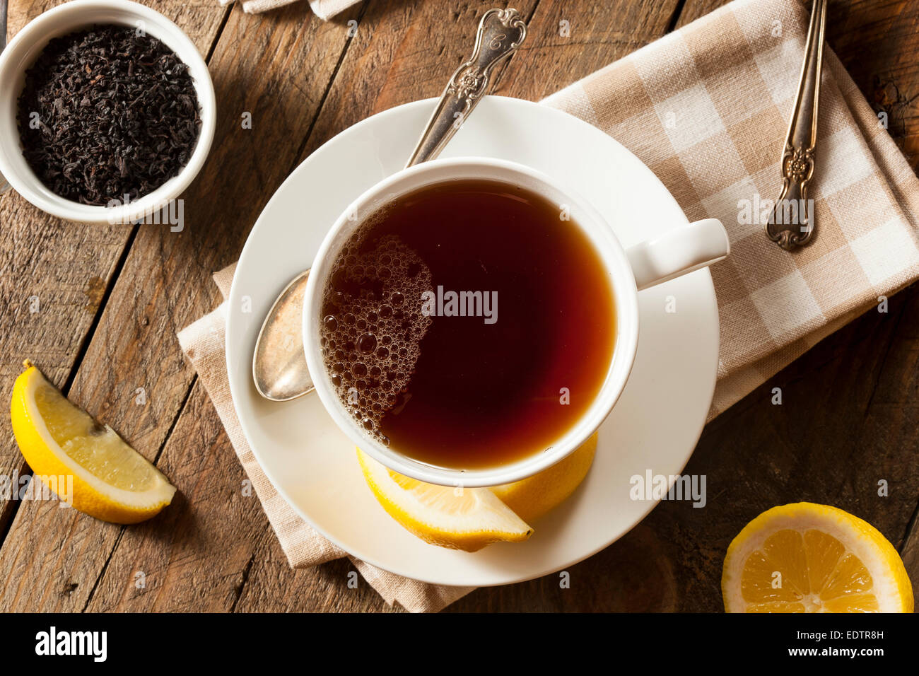 Hot Organic Black Tea with Fresh Lemon Stock Photo - Alamy