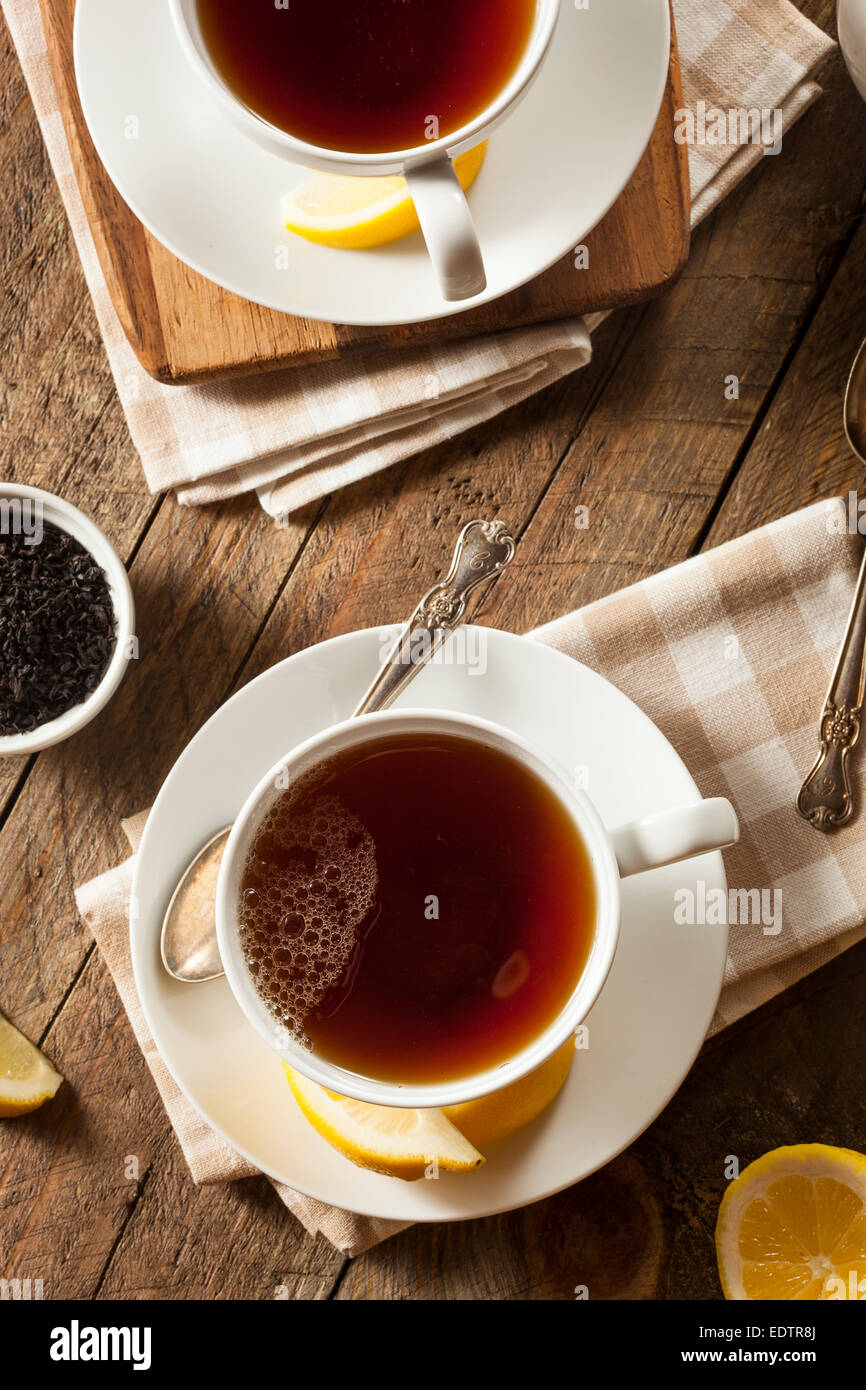 Hot Organic Black Tea with Fresh Lemon Stock Photo - Alamy