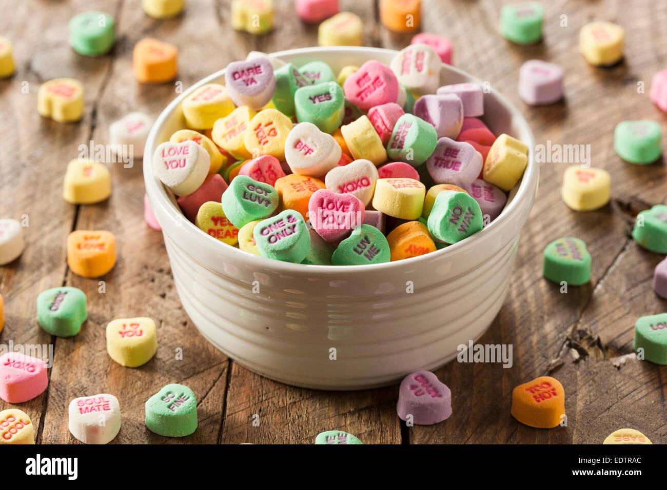 Colorful Candy Conversation Hearts for Valentine's Day Stock Photo - Alamy