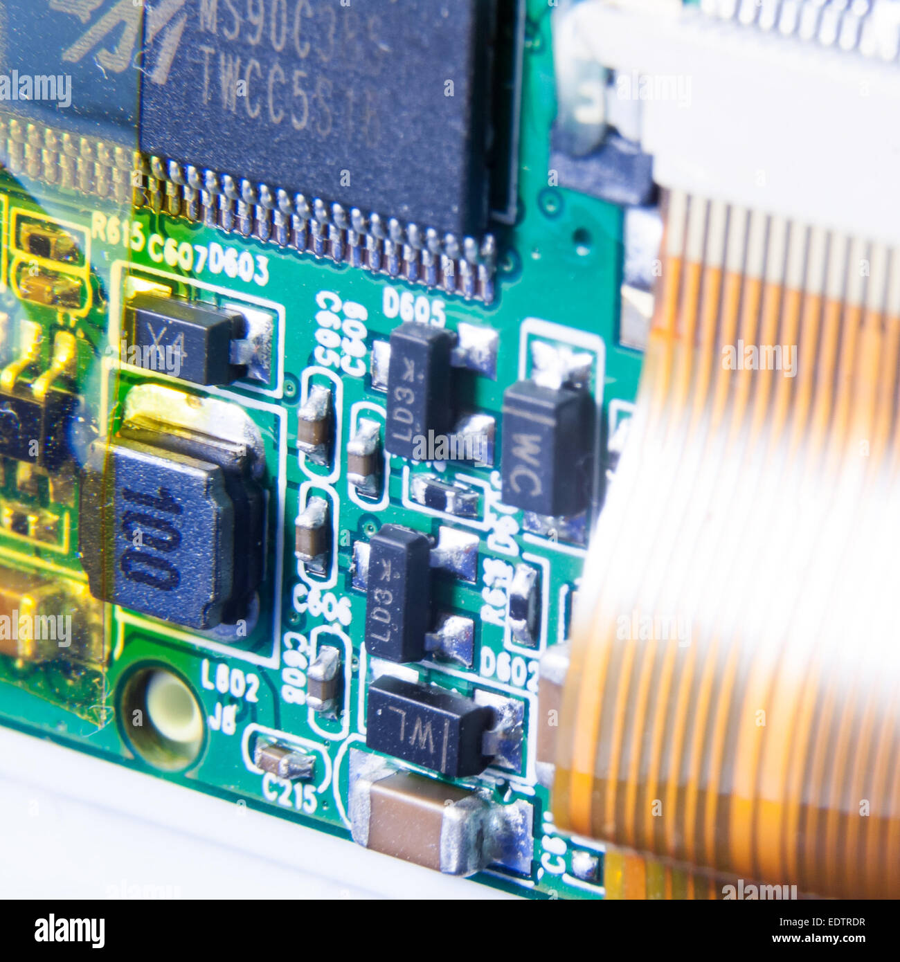 Behind The Touch Screen. Small electronic components of a tablet Stock ...