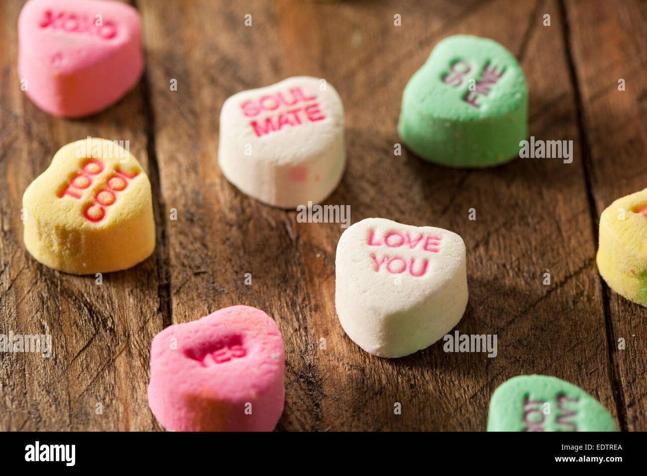 Colorful Candy Conversation Hearts for Valentine's Day Stock Photo - Alamy