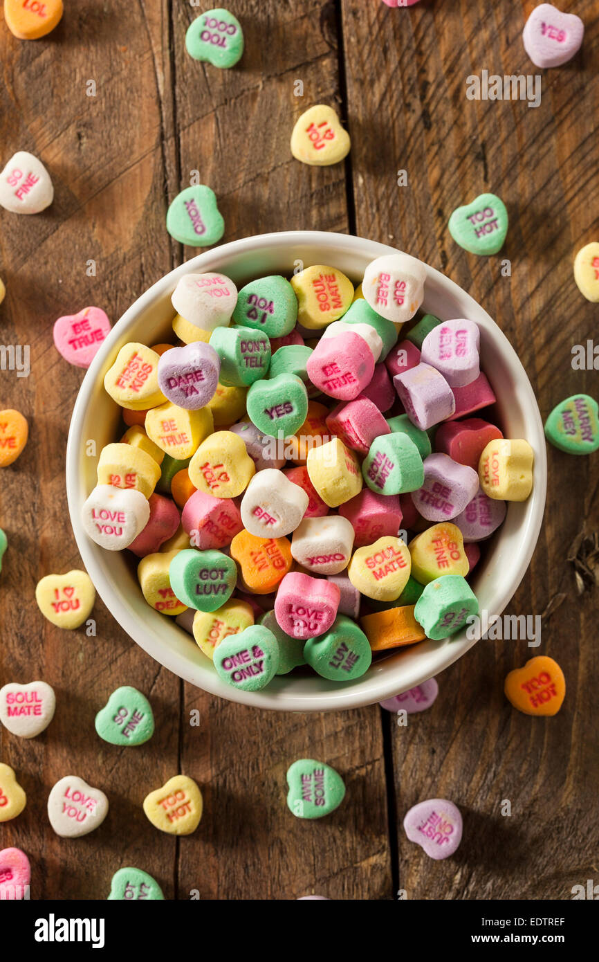 Colorful Candy Conversation Hearts for Valentine's Day Stock Photo - Alamy