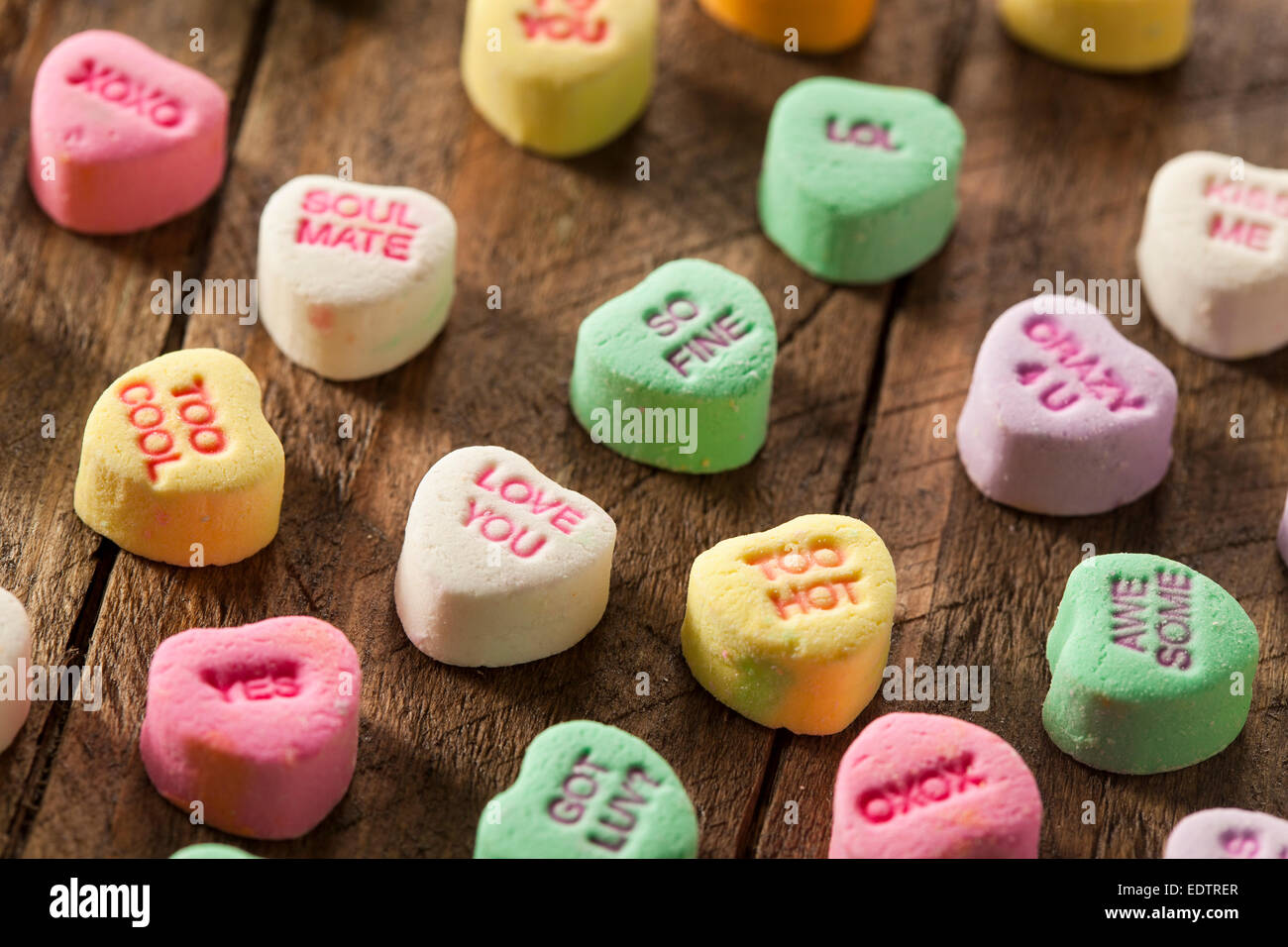 Colorful Candy Conversation Hearts for Valentine's Day Stock Photo - Alamy