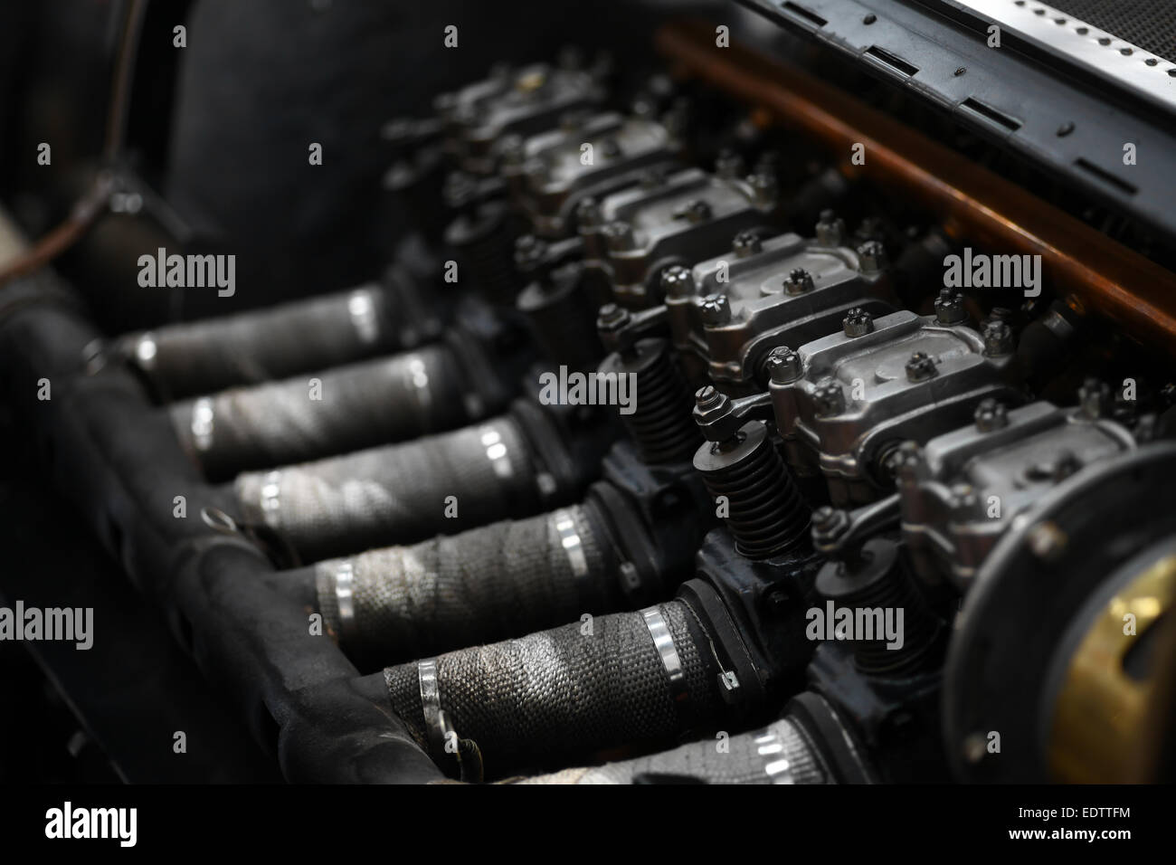 Color horizontal shot of a vintage car's engine Stock Photo - Alamy