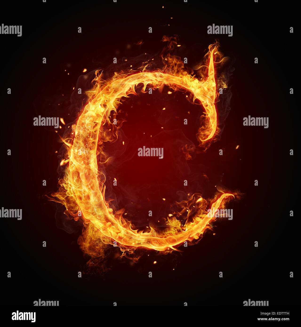 Burning fire letter isolated on black background Stock Photo - Alamy