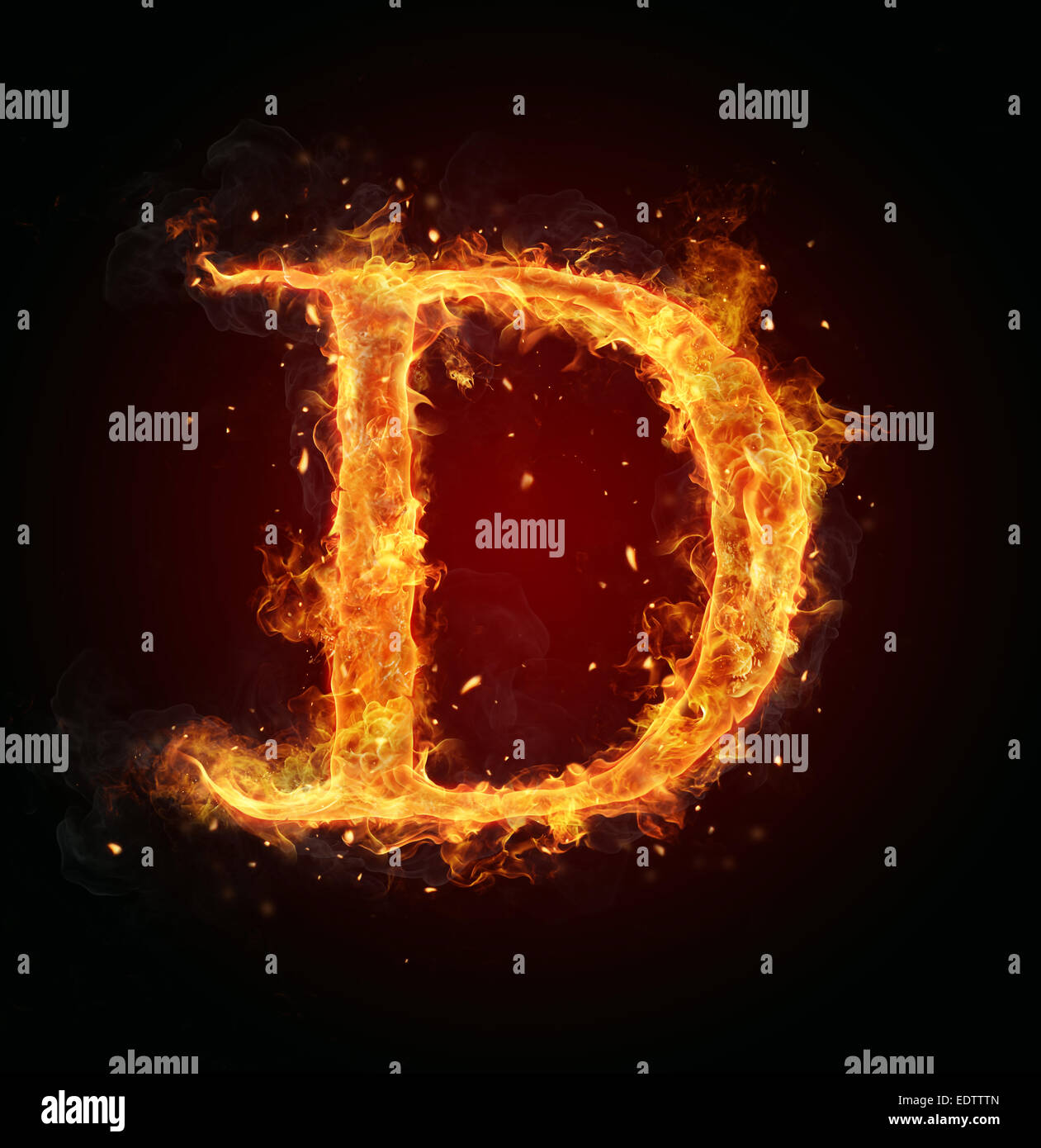 Burning fire letter isolated on black background Stock Photo - Alamy
