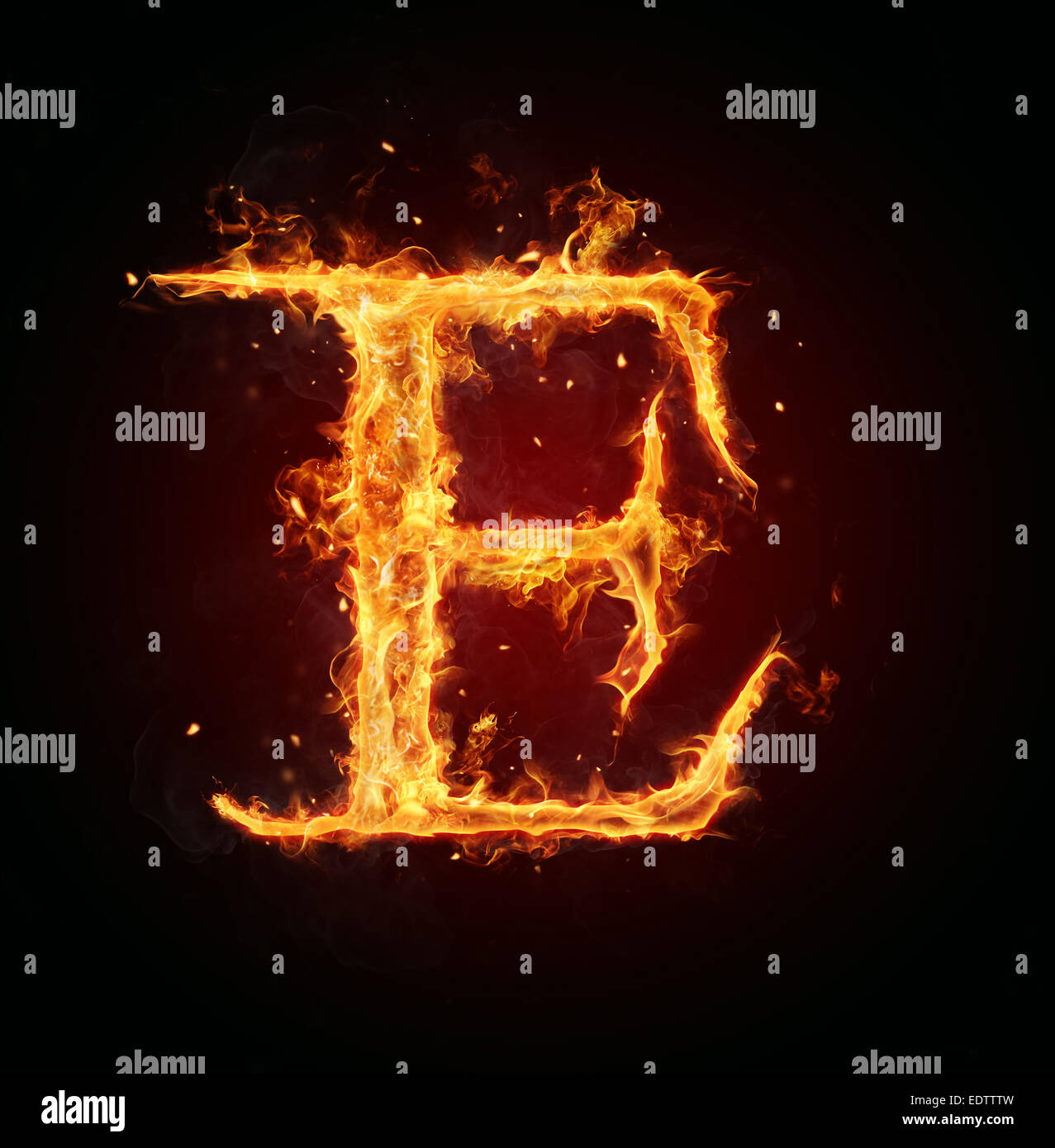 Burning fire letter isolated on black background Stock Photo - Alamy